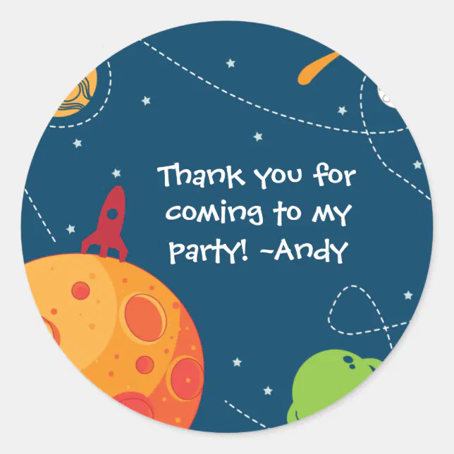 Outer Space Astronaut Birthday Favor Tag Sticker | Zazzle