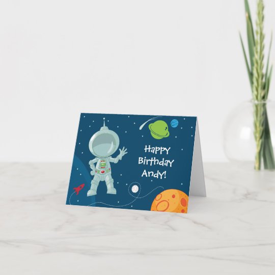 Outer Space Astronaut Birthday Greeting Card | Zazzle.com