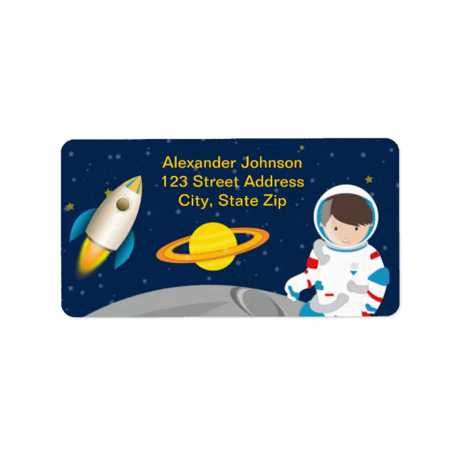Outer Space Astronaut Birthday Party Address Label | Zazzle