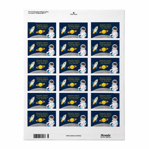 Outer Space Astronaut Birthday Party Address Label | Zazzle