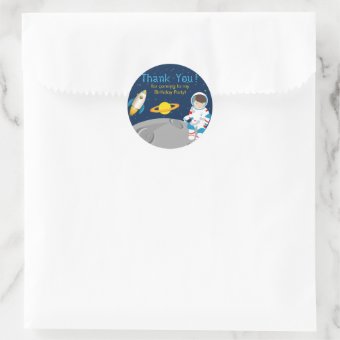 Outer Space Astronaut Birthday Party Sticker | Zazzle