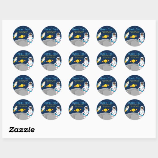 Outer Space Astronaut Birthday Party Sticker | Zazzle