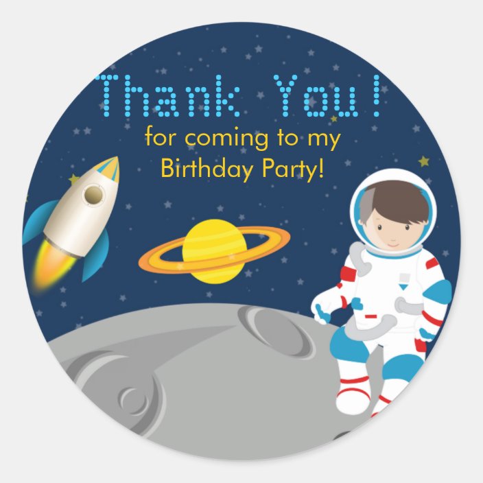 Outer Space Astronaut Birthday Party Sticker | Zazzle