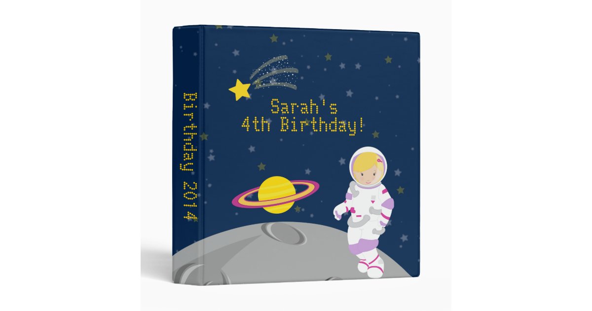 Outer Space Astronaut Birthday Photo Album Binder | Zazzle