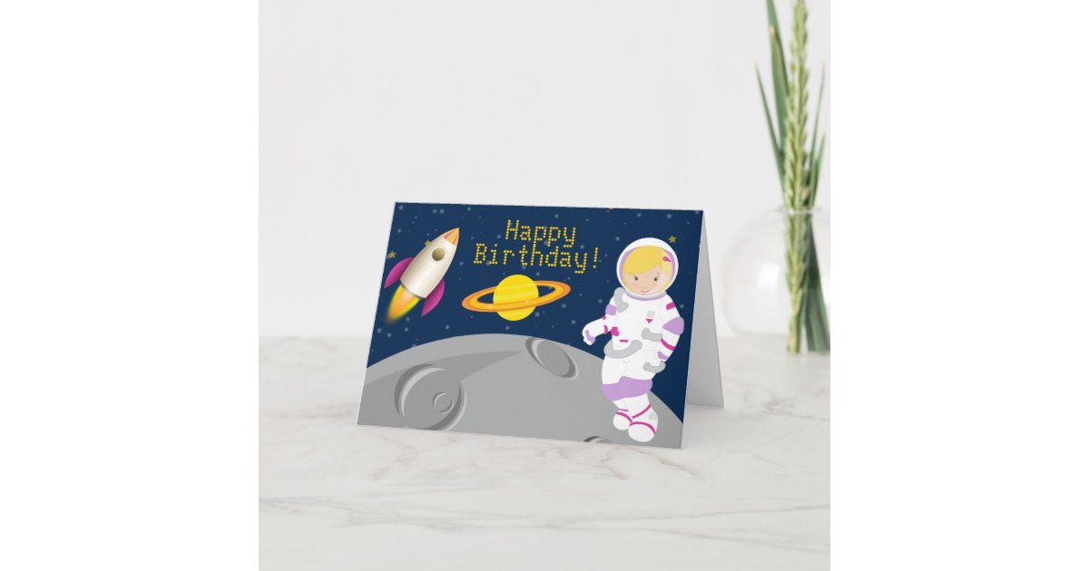 Outer Space Astronaut Greeting Card | Zazzle