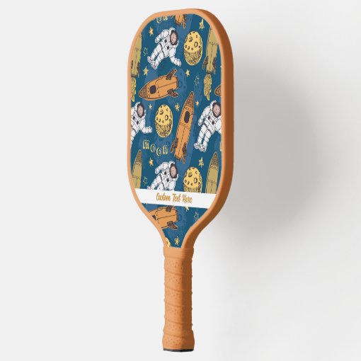 Outer Space Astronaut Pattern, Custom Text Cool Pickleball Paddle | Zazzle
