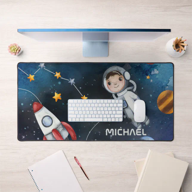 Outer Space Astronaut Shuttle Personalized Desk Mat | Zazzle