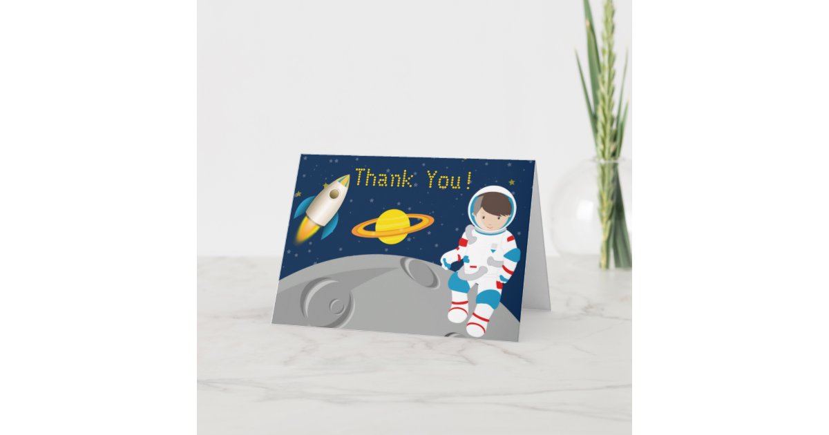Outer Space Astronaut Thank You Card | Zazzle