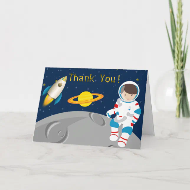 Outer Space Astronaut Thank You Card | Zazzle