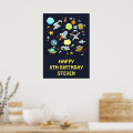 Outer Space Astronauts & Rockets Pattern Birthday Poster | Zazzle