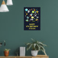 Outer Space Astronauts & Rockets Pattern Birthday Poster | Zazzle