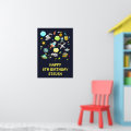 Outer Space Astronauts & Rockets Pattern Birthday Poster | Zazzle