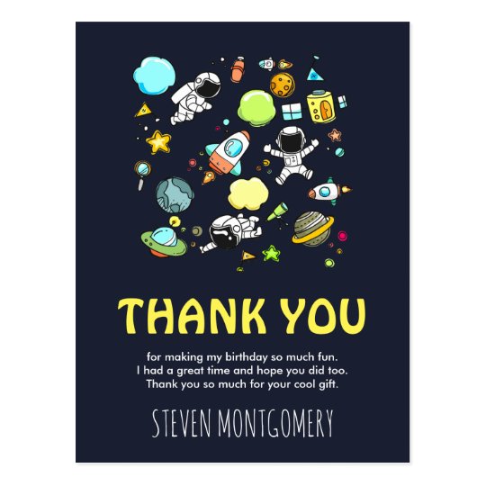 Outer Space Astronauts & Rockets Pattern Thank You Postcard | Zazzle.com