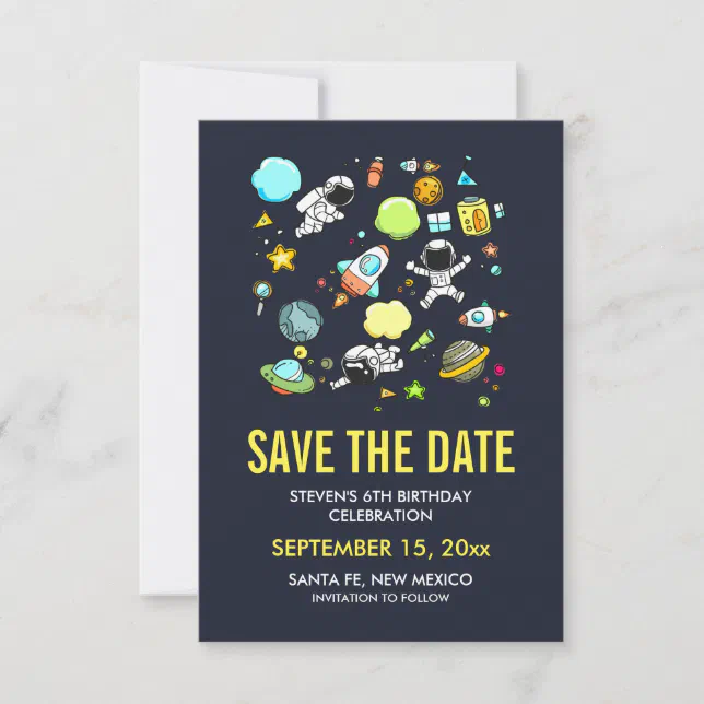 Outer Space Astronauts & Rockets Save the Date | Zazzle