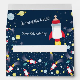 Outer Space Baby Shower Bottle Rocket Spaceship Envelope | Zazzle