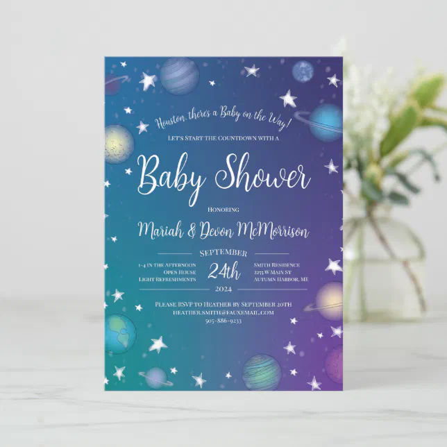 Outer Space Baby Shower Galaxy Invitation | Zazzle