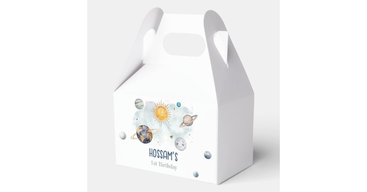 Outer Space Birthday Galaxy Sun Moon Stars Planets Favor Boxes | Zazzle