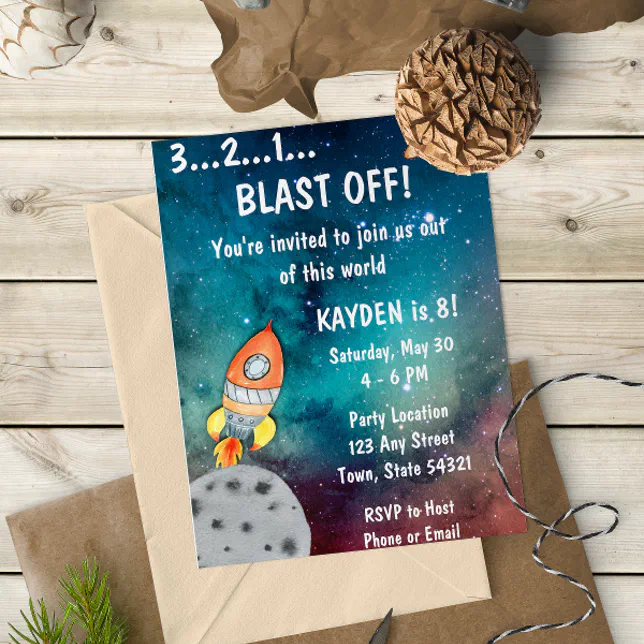 Outer Space Birthday Invitation Zazzle