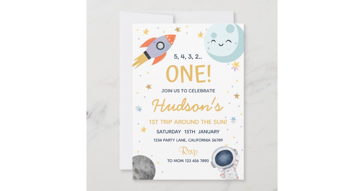 Outer Space Birthday Invitation Astronaut Invite | Zazzle