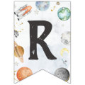 Outer Space Birthday Invitation, Planets Galaxy In Bunting Flags | Zazzle