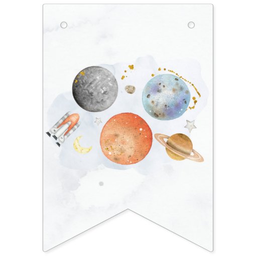 Outer Space Birthday Invitation, Planets Galaxy In Bunting Flags | Zazzle