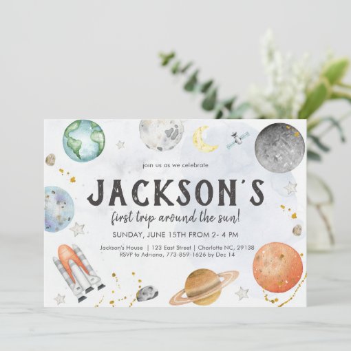 Outer Space Birthday Invitation, Planets Galaxy In Invitation | Zazzle