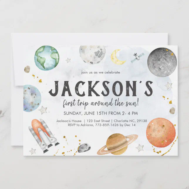Outer Space Birthday Invitation, Planets Galaxy In Invitation | Zazzle