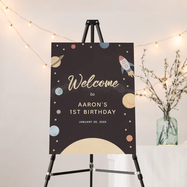 Outer Space Birthday Party Welcome Sign | Zazzle
