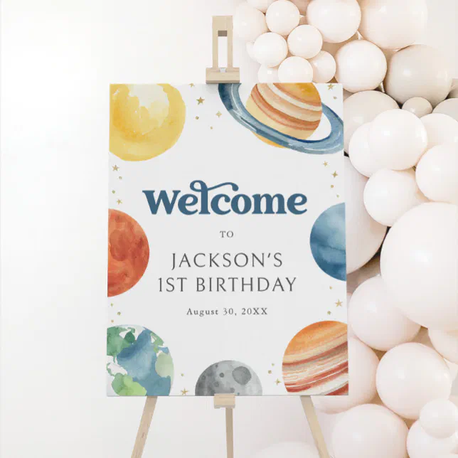 Outer Space Birthday Party Welcome Sign | Zazzle