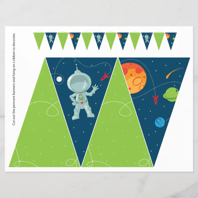 Outer Space Birthday Pennant Flag Banner Flyer | Zazzle
