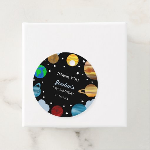 Outer Space Birthday Planets Galaxy Boys Party Favor Tags | Zazzle