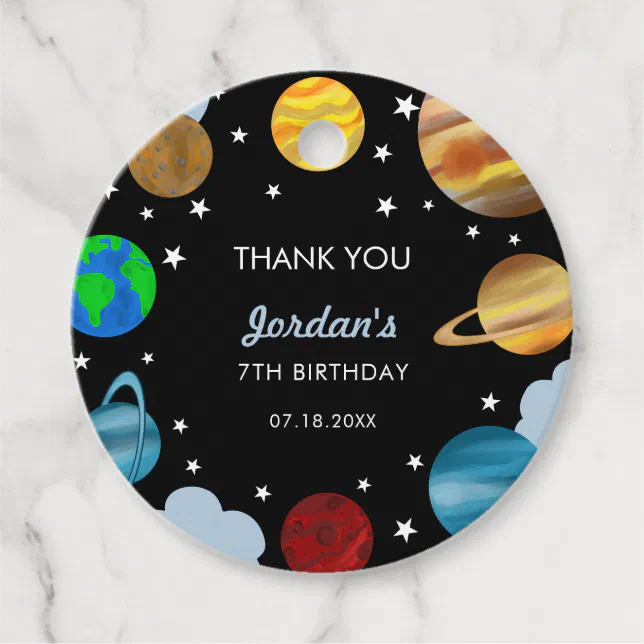 Outer Space Birthday Planets Galaxy Boys Party Favor Tags | Zazzle