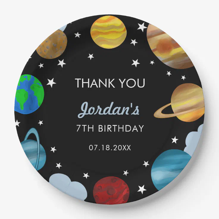 Outer Space Birthday Planets Galaxy Boys Party Paper Plates | Zazzle
