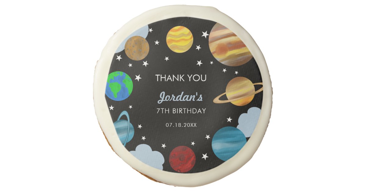 Outer Space Birthday Planets Galaxy Boys Party Sugar Cookie | Zazzle