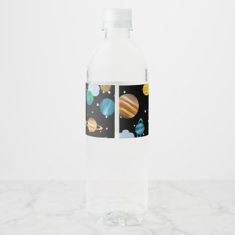 Outer Space Birthday Planets Galaxy Boys Party Water Bottle Label | Zazzle