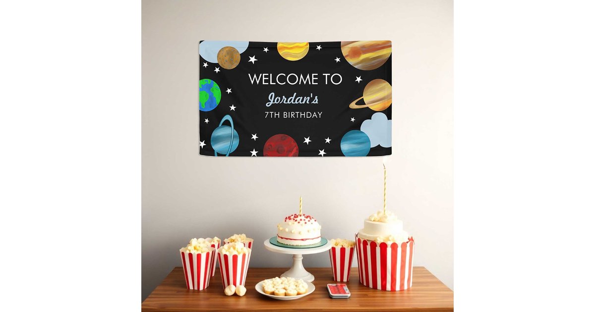 Outer Space Birthday Planets Galaxy Welcome Banner | Zazzle