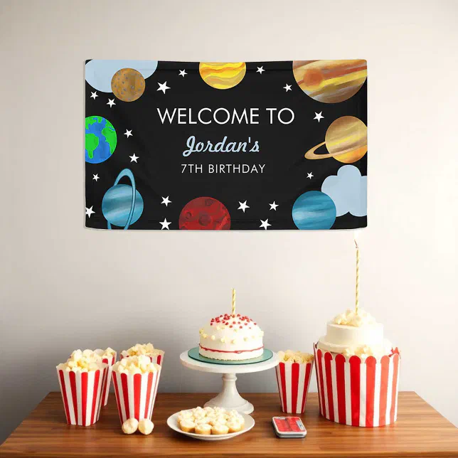 Outer Space Birthday Planets Galaxy Welcome Banner | Zazzle