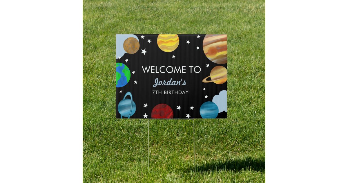 Outer Space Birthday Planets Galaxy Welcome Sign | Zazzle