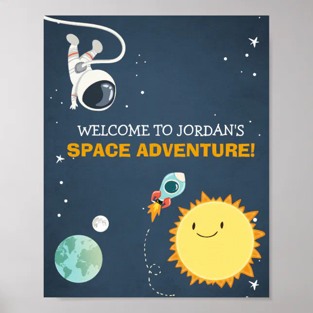 Outer Space Birthday Welcome Sign Rocket Astronaut | Zazzle