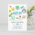 Outer Space Blast Off Rocket Kid Birthday Party Invitation | Zazzle