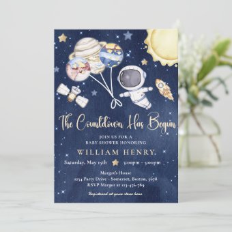 Outer Space Boy Baby Shower Galaxy Baby Shower Invitation | Zazzle