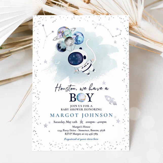 Outer Space Boy Baby Shower Galaxy Baby Shower Invitation | Zazzle