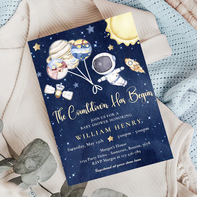 Outer Space Boy Baby Shower Galaxy Baby Shower Invitation | Zazzle