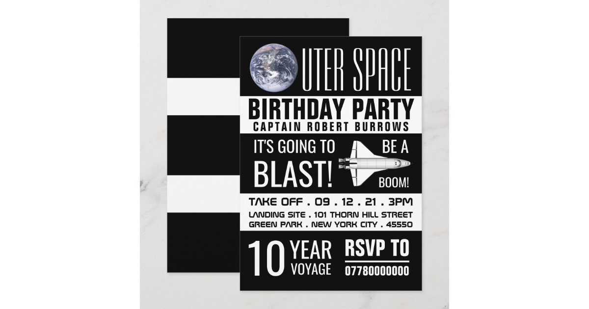 Outer Space, Children's Birthday Party Invitation | Zazzle