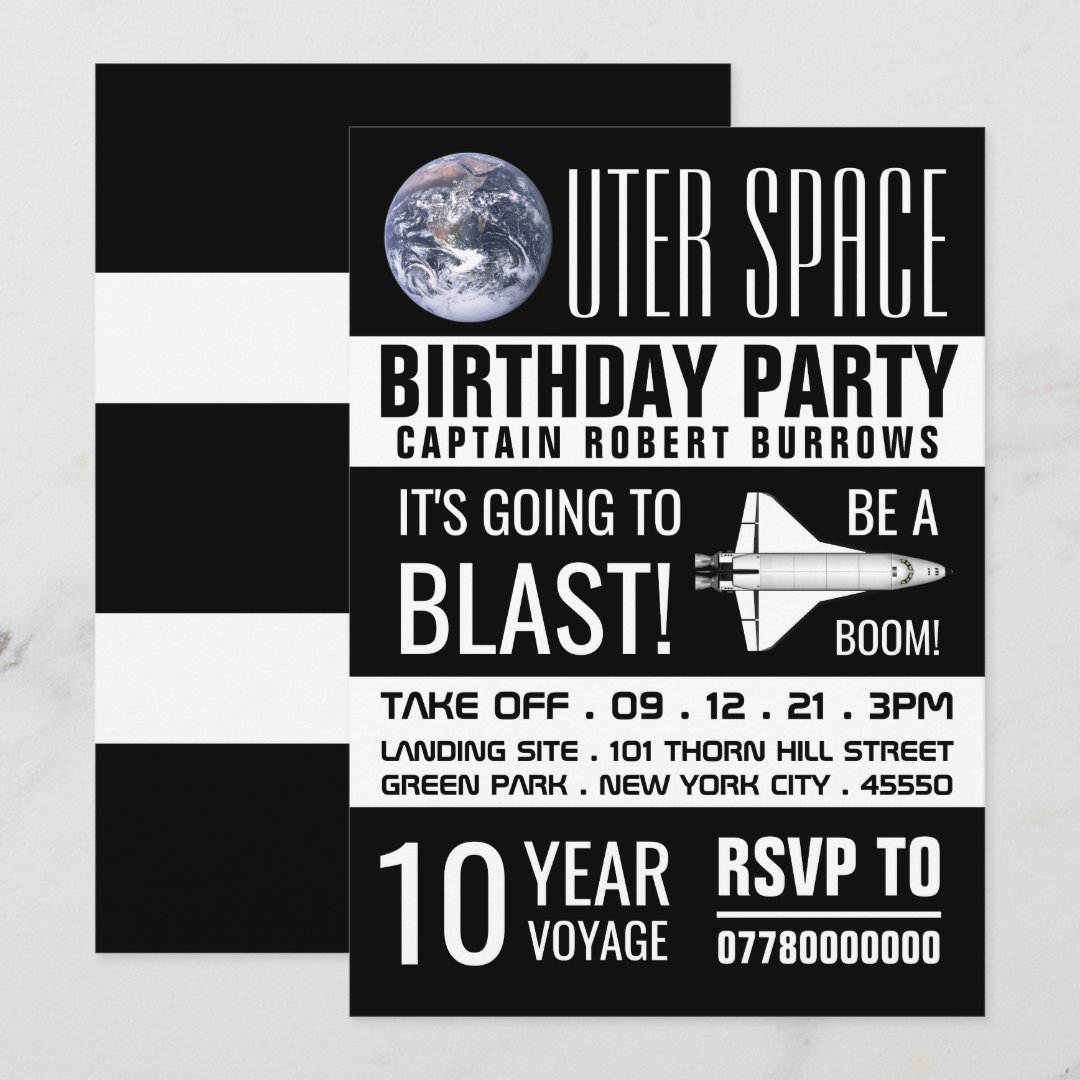 Outer Space, Children's Birthday Party Invitation | Zazzle