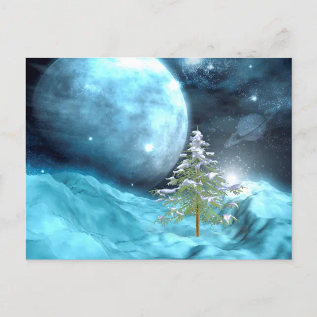 Outer Space Christmas Holiday Postcard | Zazzle