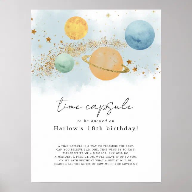 Outer Space First trip around the sun Time Capsule Poster | Zazzle