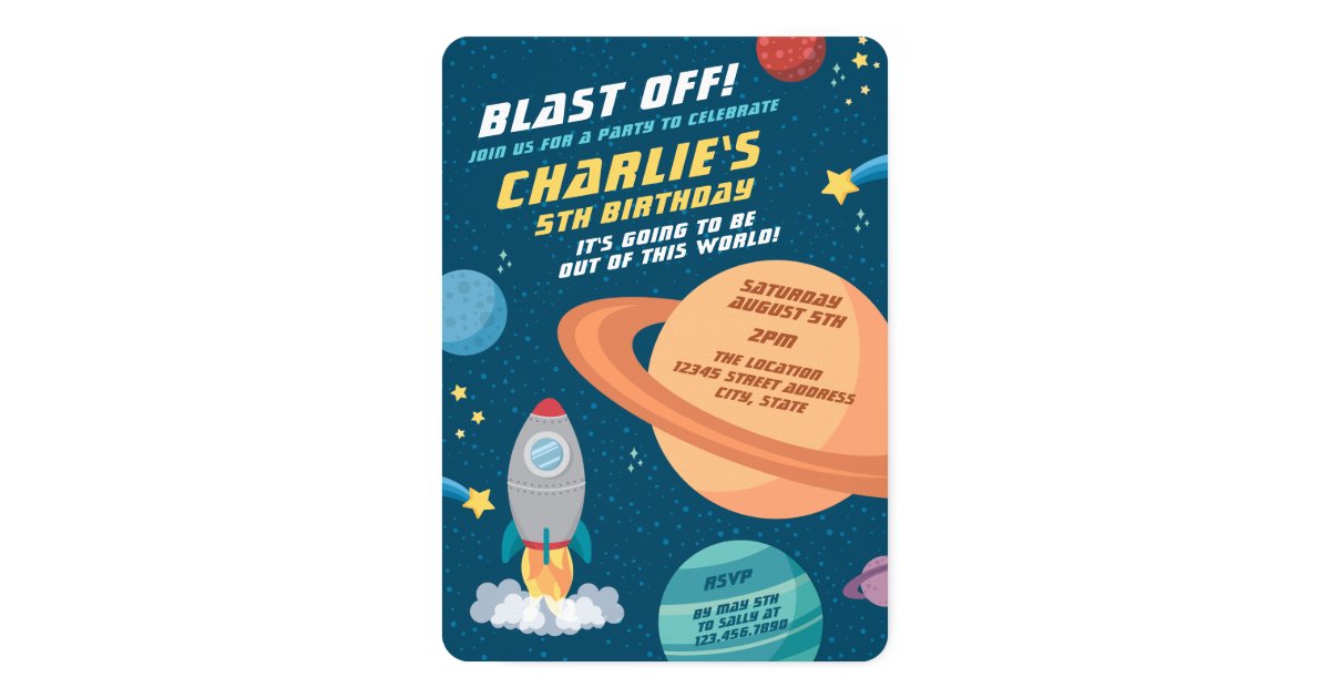 Outer Space Fun Birthday Invitation