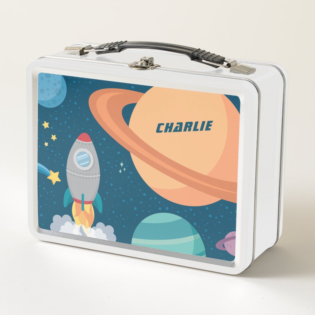 Outer Space Fun Metal Lunch Box | Zazzle