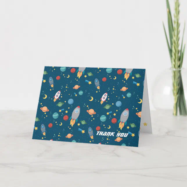 Outer Space Fun thank you card | Zazzle